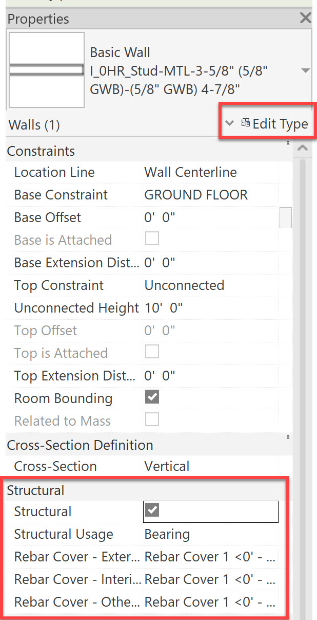 In Properties, review the instance parameters. In the Structural ...