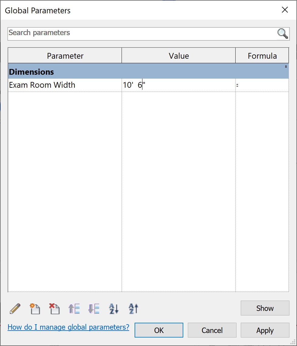 All the rooms with the global parameter applied update, as shown below.