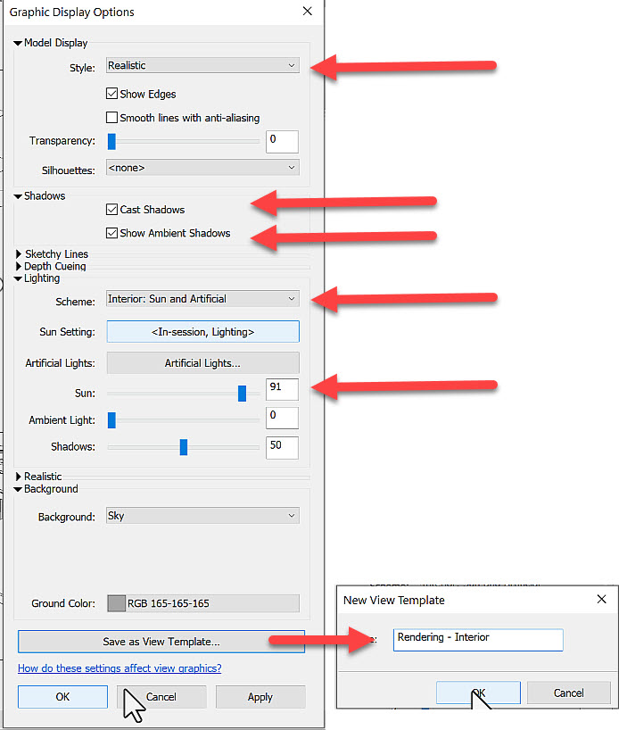 The view is rendered with the settings you just set. Note that there ...